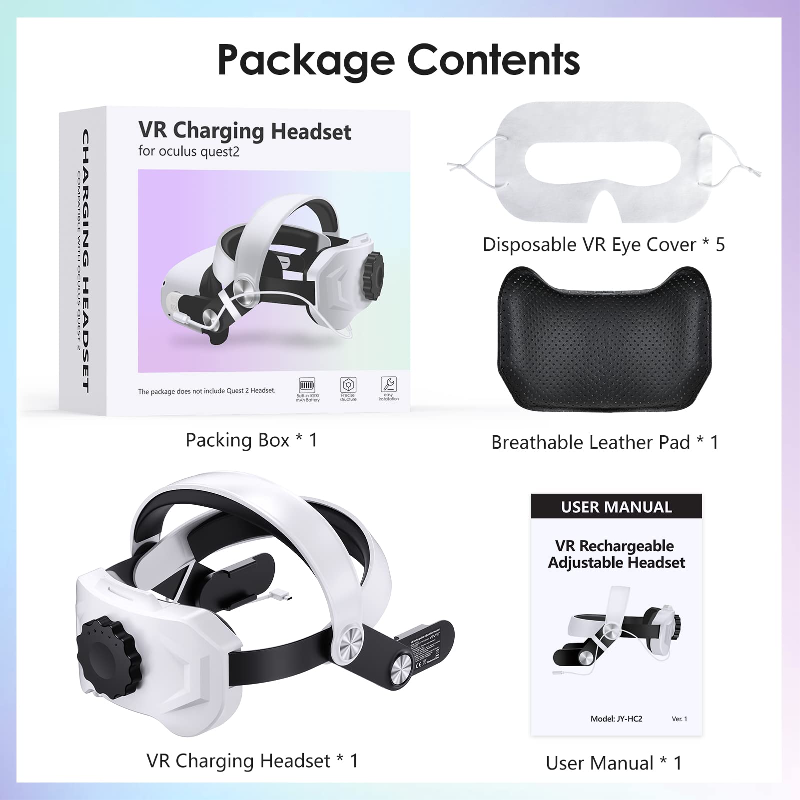 Elite Strap with Battery Pack Compatible with Meta Oculus Quest 2 Accessories 5200mAh Extend 3hrs Playtime Adjustable Head Strap Replacement Enhanced Support Comfort Fast Charging VR Power Headset