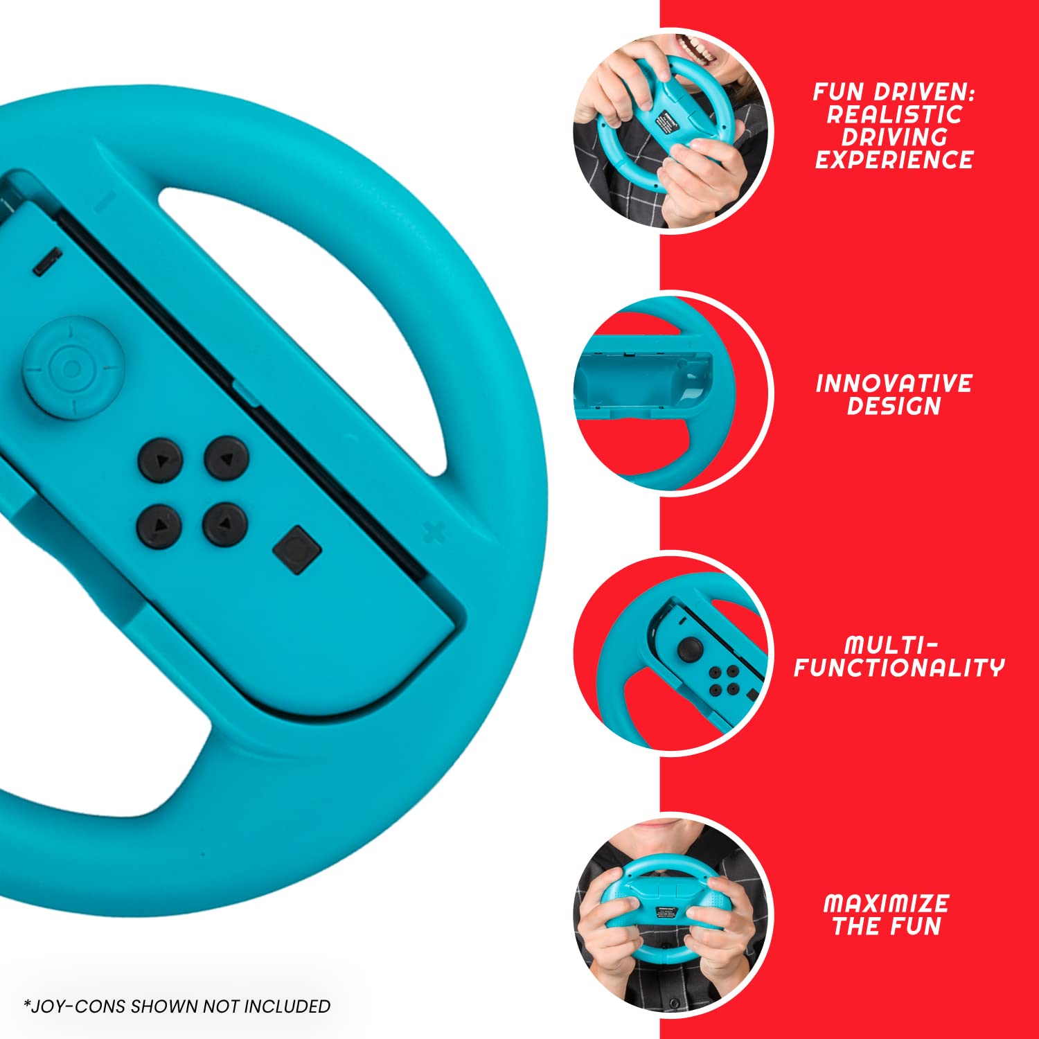 Switch Racing Wheel Controller Grip Compatible for Nintendo Switch and Nintendo OLED Games, switch wheels for mario kart, Mario kart 8 deluxe nintendo switch (4pcs)