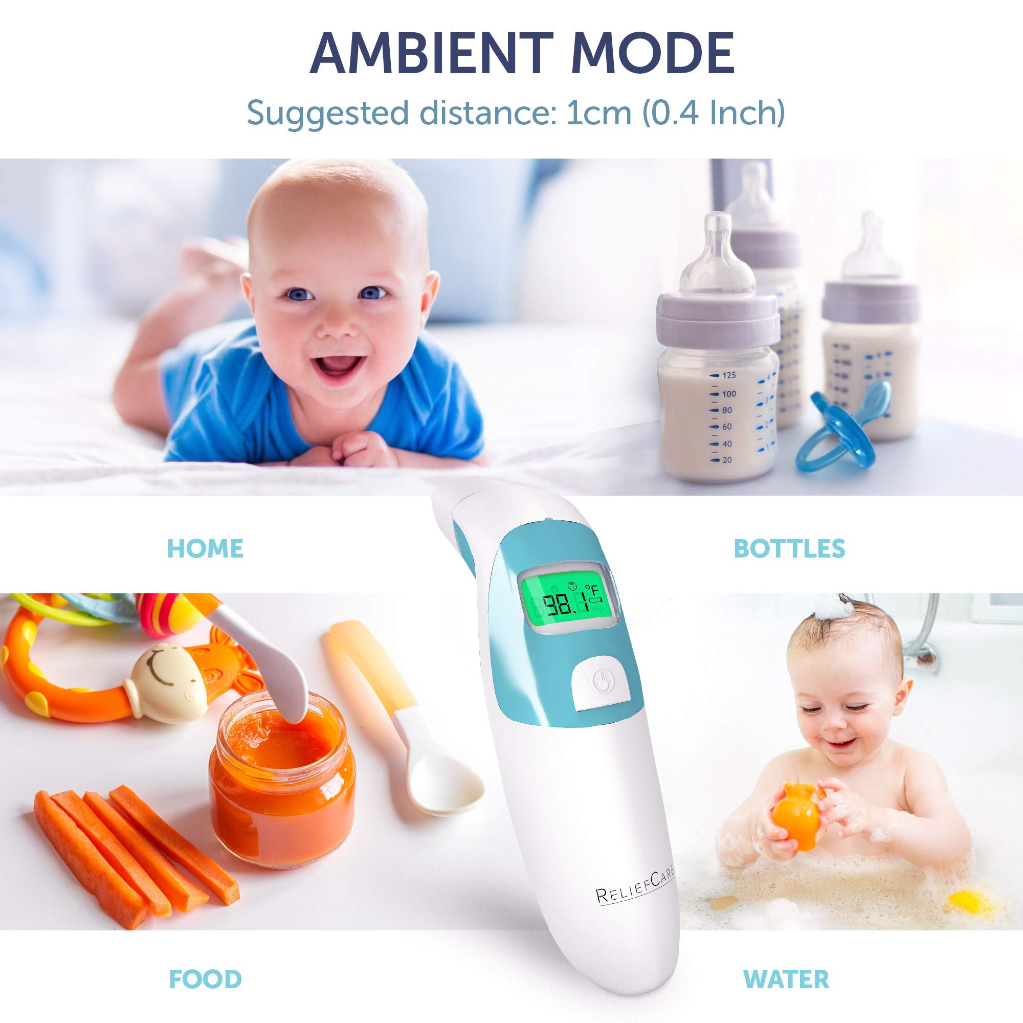 Relief Care Digital Forehead and Ear Thermometer for Adults, Infants, Children - Dual Mode, Infrared Thermometer with Fever Alarm - Accurate Quick Read Digital Thermometer for Adults and Kids