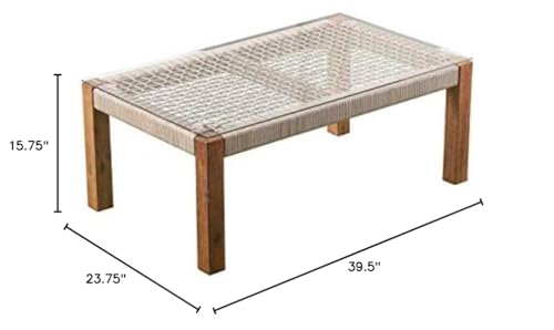 SEI Furniture Brendina Outdoor Glass-Top Cocktail Table, Natural