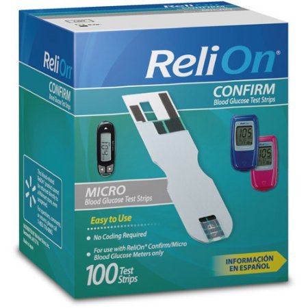 ReliOn Confirm/micro Blood Glucose Test Strips 100 count /Model: 712100