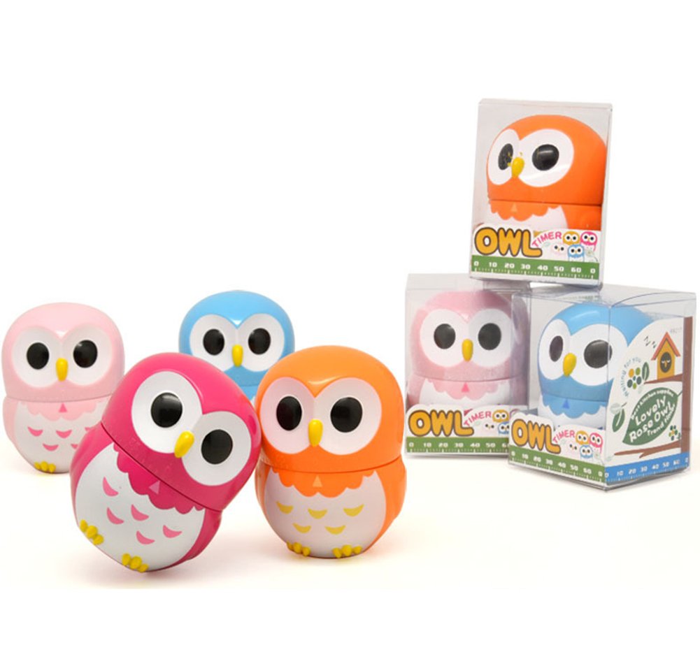 Golandstar Cute Cartoon Owl Timers Mini Size 60 Minutes Mechanical Kitchen Cooking Timer Clock Loud Alarm Counters Manual Timer (Orange)