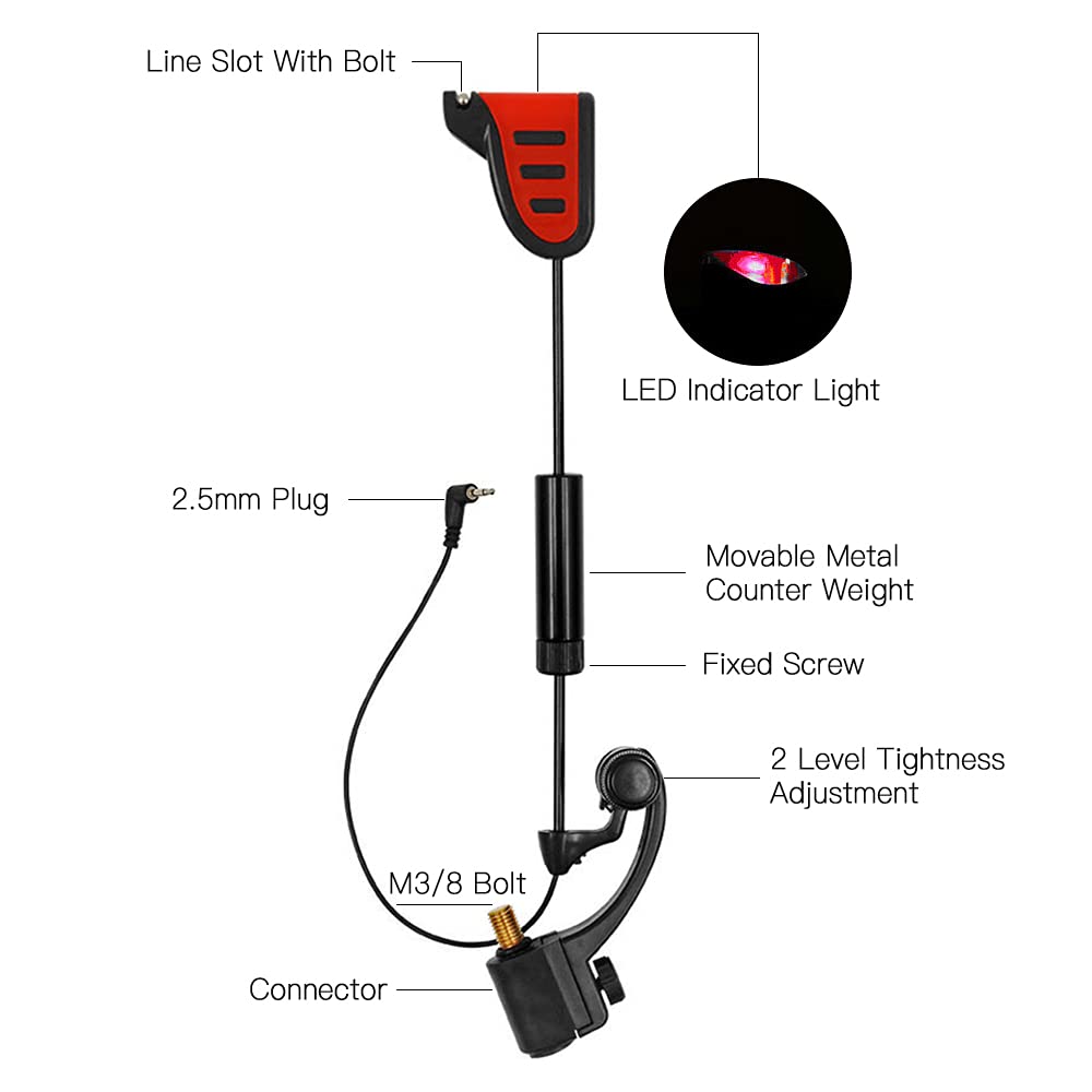 Doorslay Fishing Bite Indicators Set LED Bite Indicator Illuminated Bite Indicators with Storage Case Fishing Tackle