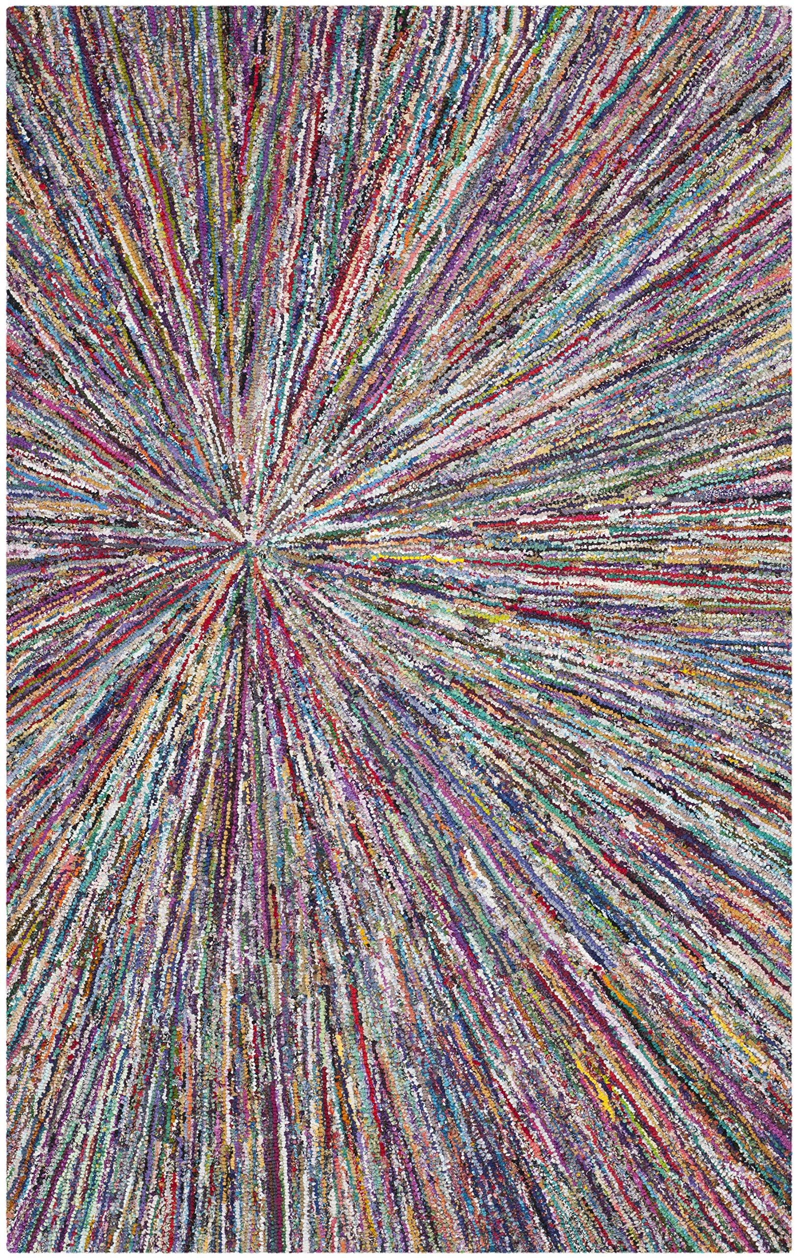 SAFAVIEH Nantucket Collection Area Rug - 5' x 8', Multi, Handmade Boho Abstract Burst Cotton, Ideal for High Traffic Areas in Living Room, Bedroom (NAN319A)