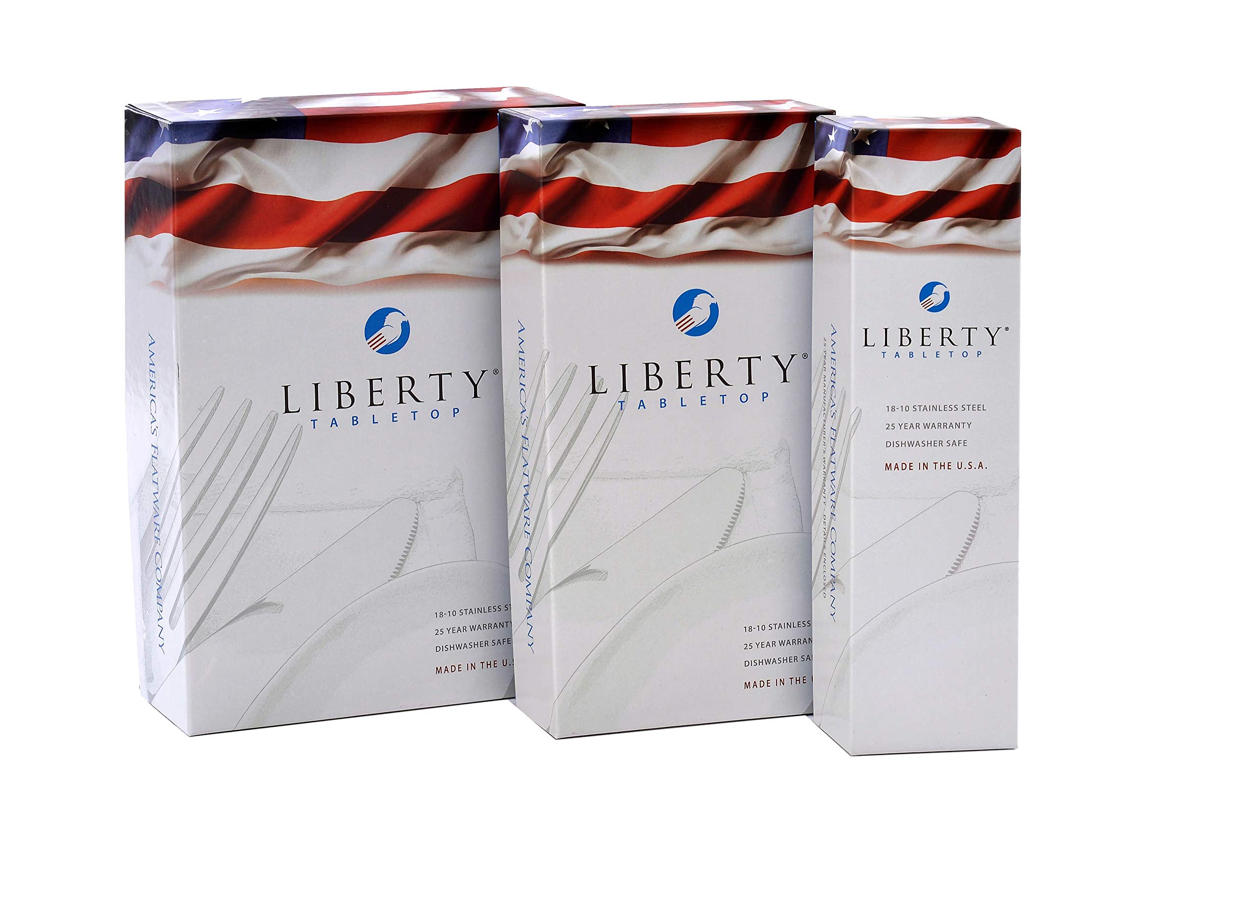 Liberty Tabletop Annapolis 43 Piece Flatware Set Service for 8 Includes 3pc Serving Set Mirror (Bright) Finish MADE IN USA