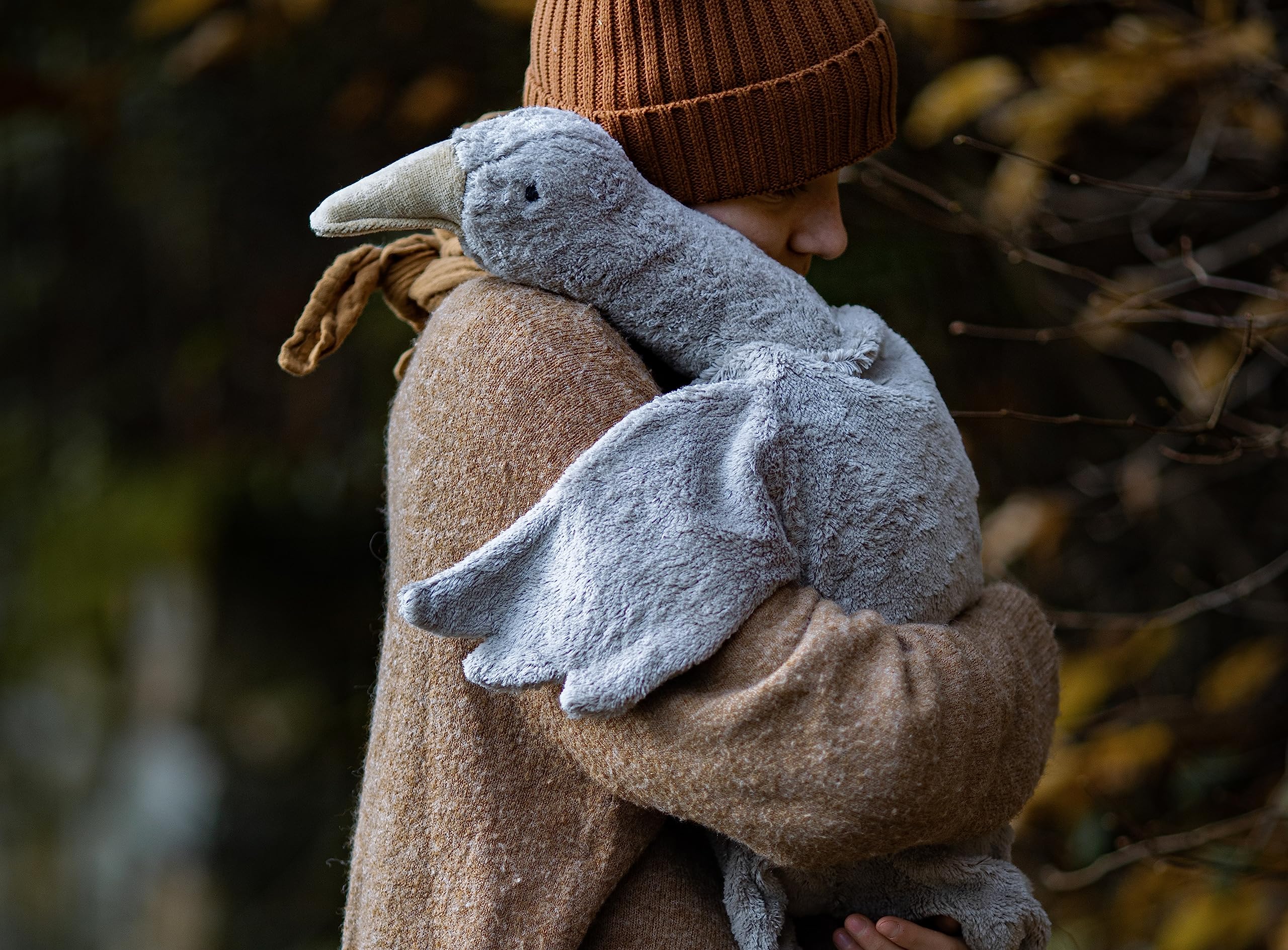 Senger Organic Cotton Goose Warming Pillow - Filled with Spelt - Grey - Large
