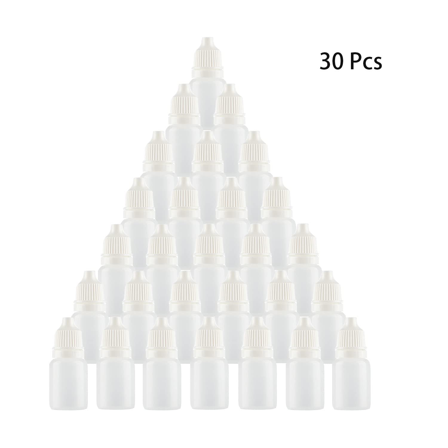 Muluo 30 Pcs 2ml Empty Plastic Squeezable Eye Dropper Bottle, White, 1.8in Diameter, 4.2in Length, Polyethylene Plastic