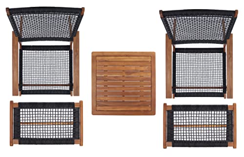 SAFAVIEH Outdoor Collection Chantelle Natural/Black Woven 5-Piece Patio Set