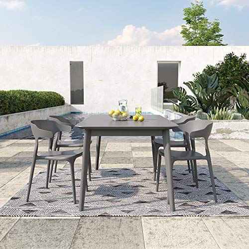 Novogratz Poolside Collection, Felix Stacking Dining Chairs, Indoor/Outdoor, 4-Pack, Charcoal
