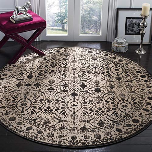 SAFAVIEH Brilliance Collection 6'7" Round Cream / Black BRL502C Vintage Oriental Area Rug