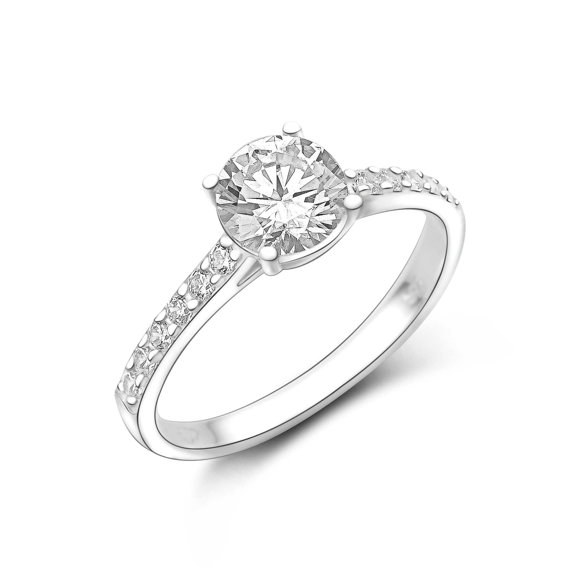 CZ Engagement Rings for Women, Round Solitaire Vintage Wedding Rings for Women, Bridal Sets US Size 5-9 Halo Promise Rings for Her (6)
