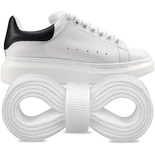 Endoto Shoelaces Replacement Flat Laces for Alexander McQueen Oversized Sneaker Shoes(Color:White,Size:50Inch)