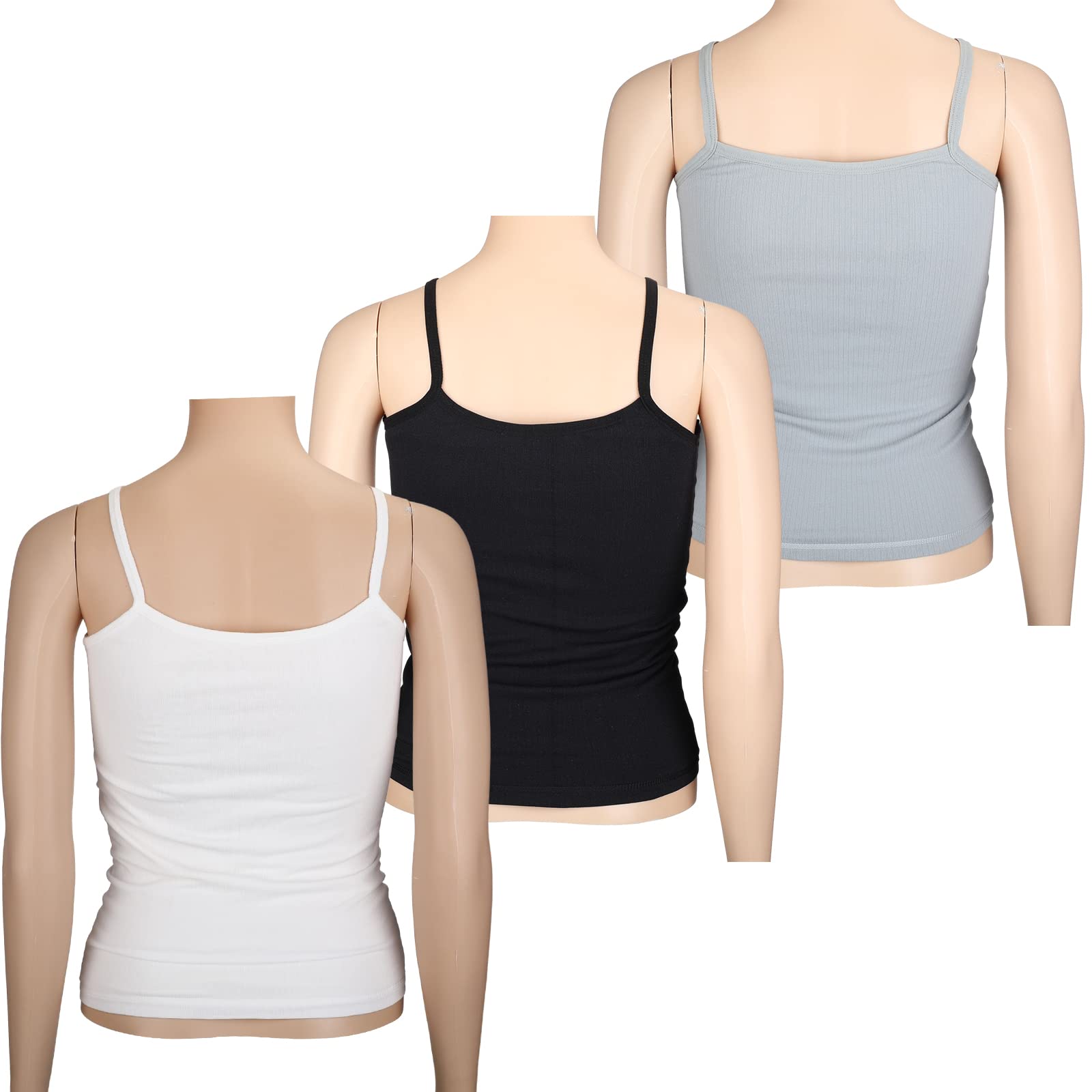 Geyoga 6 Pcs Womens Thermal Tank Top Fleece Lined Underwear Cami Tank Top (M) Black, White, Gray