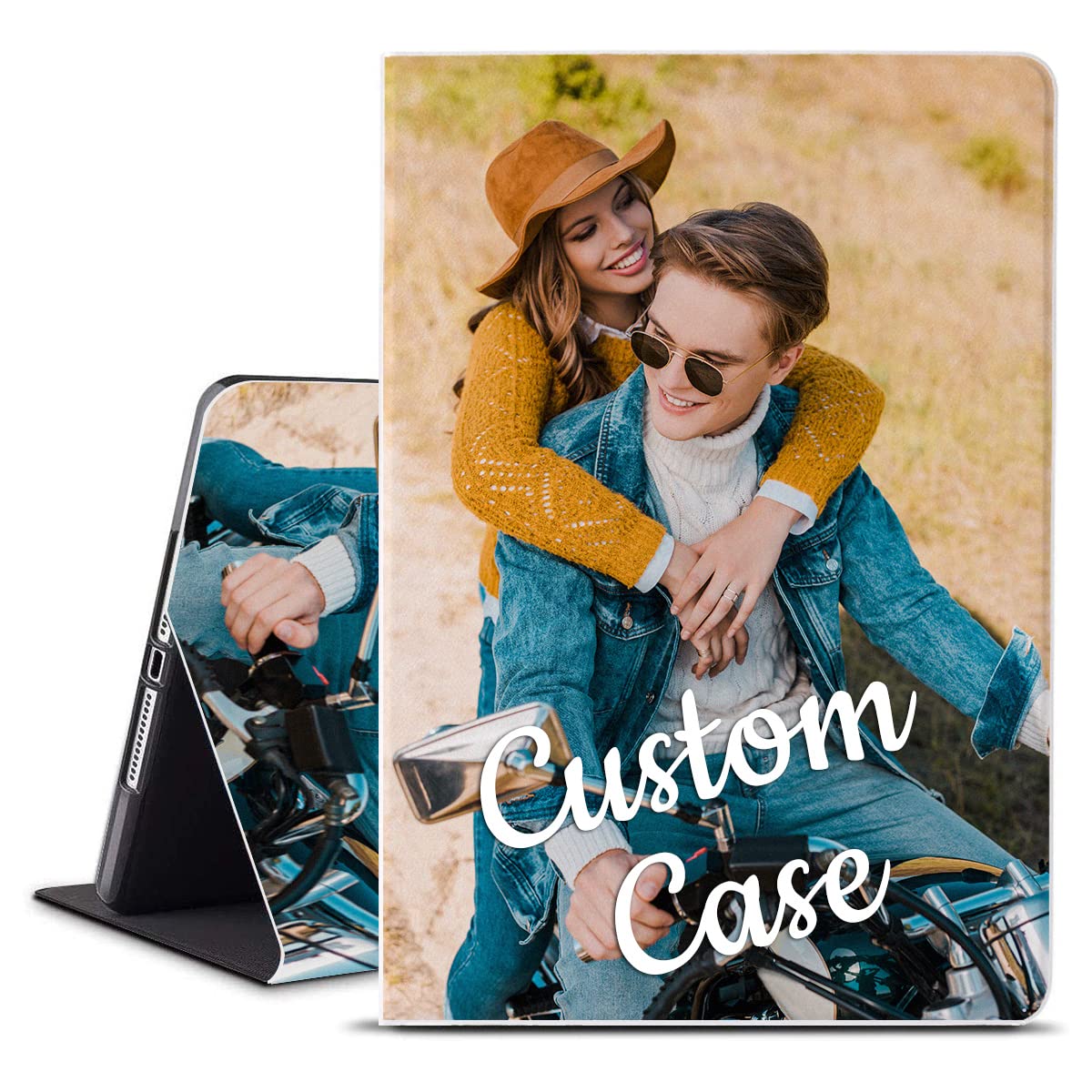 Custom Case for iPad Pro 12.9 Inch 2022/2021/2020/2018 5th/4th/3rd Generation with Photo/Text, Personalized Picture/Name iPad Pro Cover Protective Leather, Auto Sleep/Wake