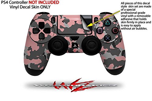 WraptorSkinz Skin Compatible with Sony PS4 Dualshock Controller PlayStation 4 Original Slim and Pro WraptorCamo Old School Camouflage Camo Pink (Controller NOT Included)