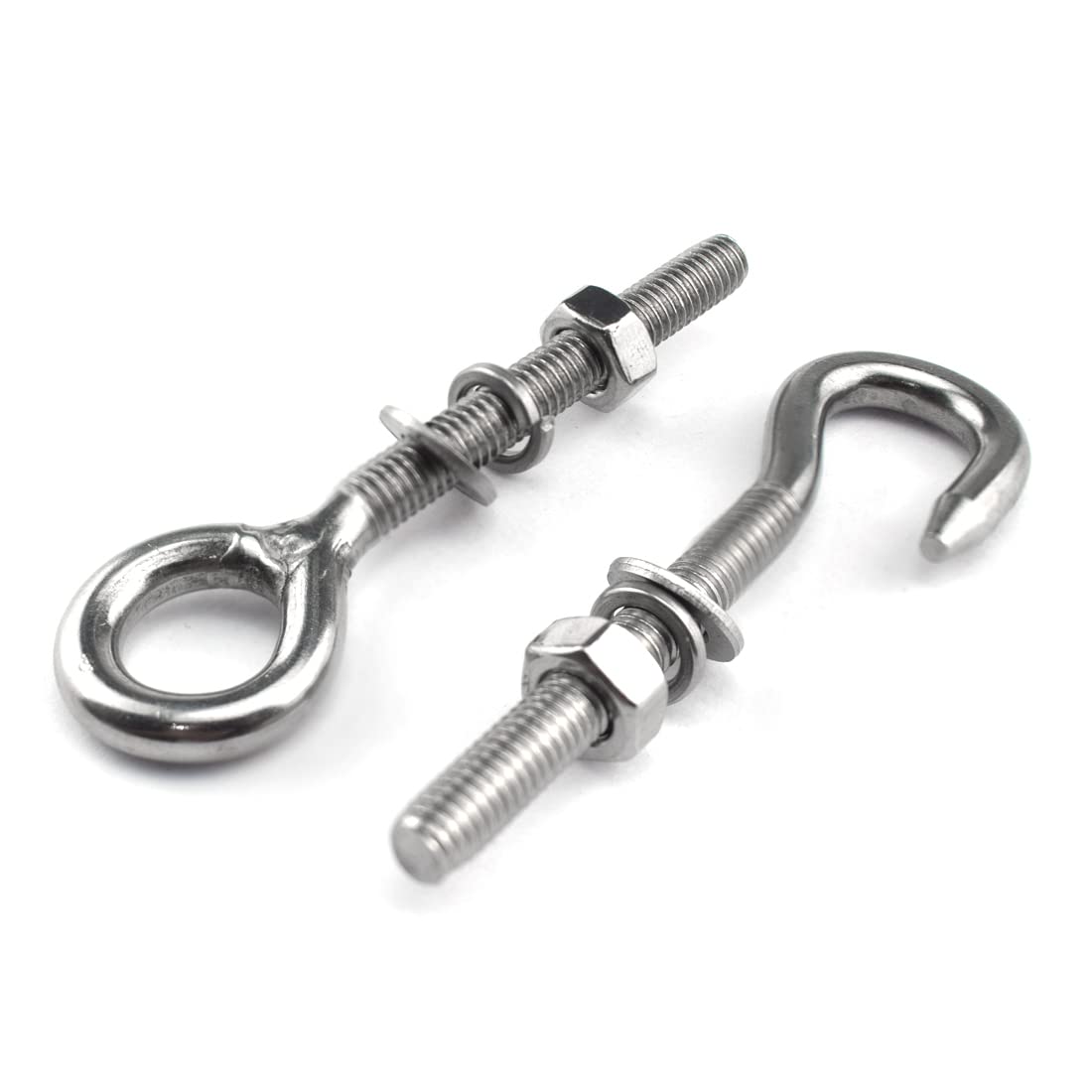 M6 Stainless Steel Ring Eyebolts and Bolt Hooks, Welded Closed Liftinglengthen Screw Bolts with Nuts and Washers for Indoor and Outdoor Use - 4PCS (M6)
