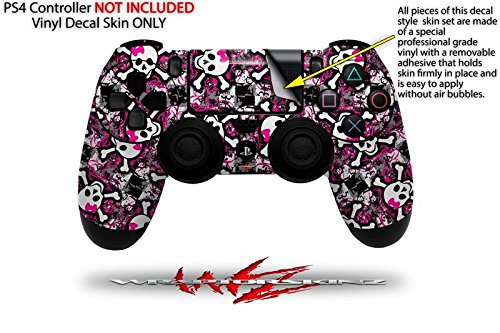 WraptorSkinz Vinyl Decal Skin Compatible with Sony PS4 Controller PlayStation 4 Original Slim and Pro Splatter Girly Skull Pink (Controller NOT Included)