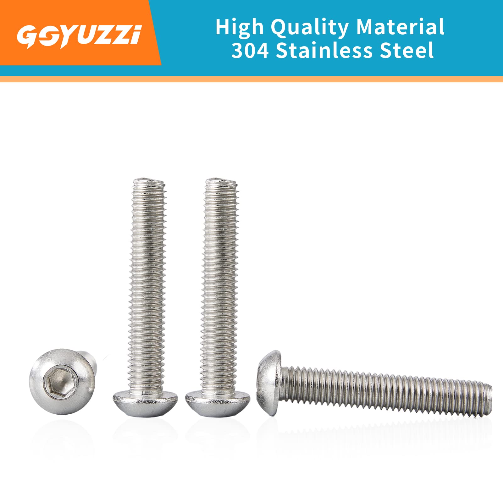 M8 x 80mm Button Head Socket Cap Screws Bolts, Stainless Steel 304, Bright Finish, Fully Threaded, Metric Allen Hex Drive, 10PCS