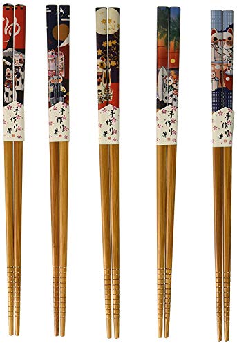 Happy Sales Fortune Cat Maneki Neko Wood Chopsticks Natural #7148