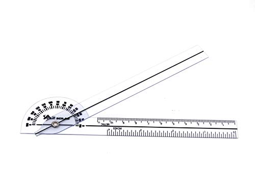 Goniometer Transparent Orthopedic Angle Ruler Plastic Goniometer 360 Degree for Body Measuring Tape Goniometer Protractor Ruler (Economy Gonio 6 Inch)