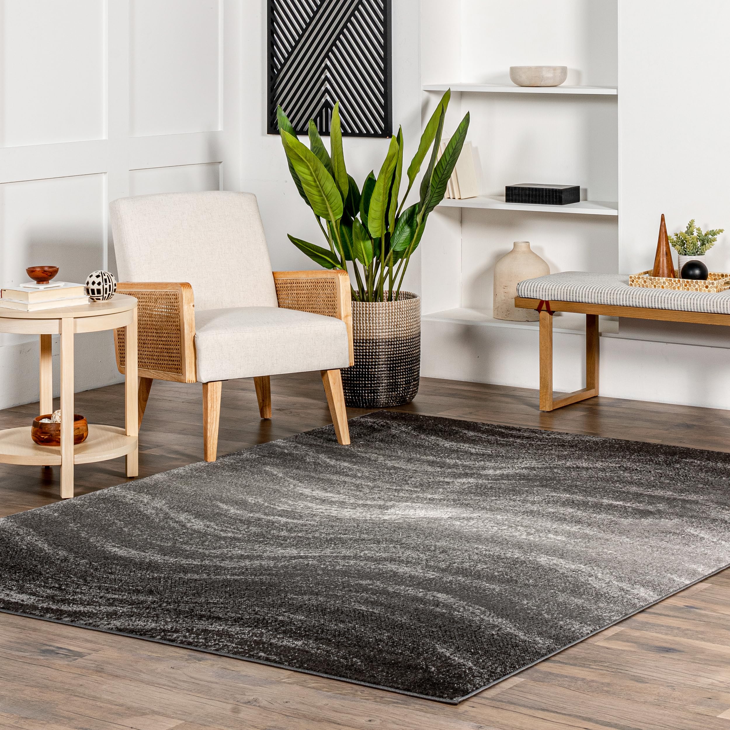 nuLOOM 2' x 3' Performance Indoor Area Rug, Non-Shed, Power Loomed High-Traffic Area Rug for Living Room, Bedroom, Home, Julene Charcoal