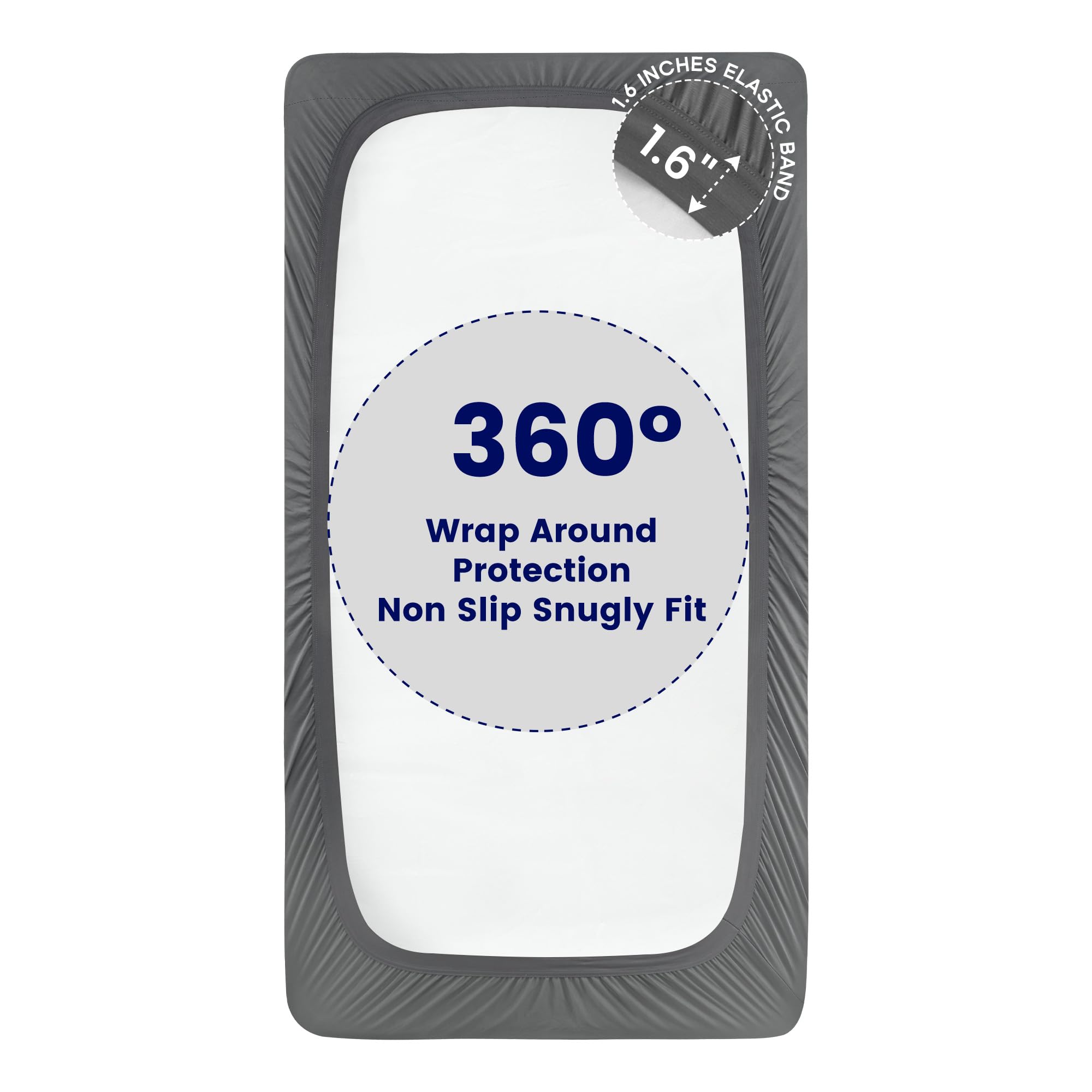 SLEEP ZONE Twin Waterproof Mattress Protector, College Dorm Mattress Pad, Fluffy Mattress Cover, 39 x 75 Inches (Grey, Twin)