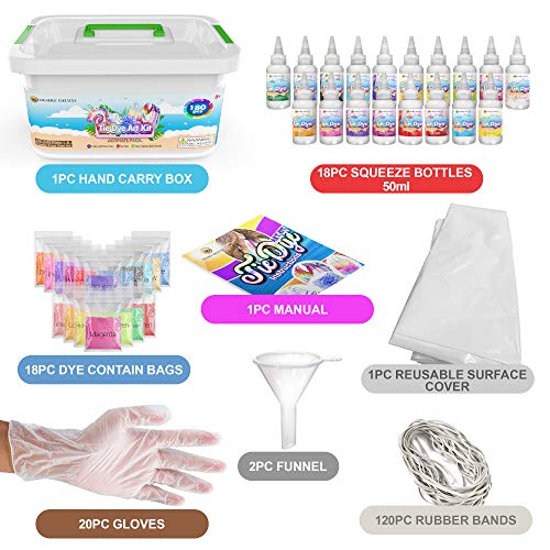 Desire Deluxe Tie Dye Kit – Set of 18 Colours Ink Tie-Dye Kits for Dyeing Fabric, Clothes – Creative Art Craft Games Activity for Kids & Adults