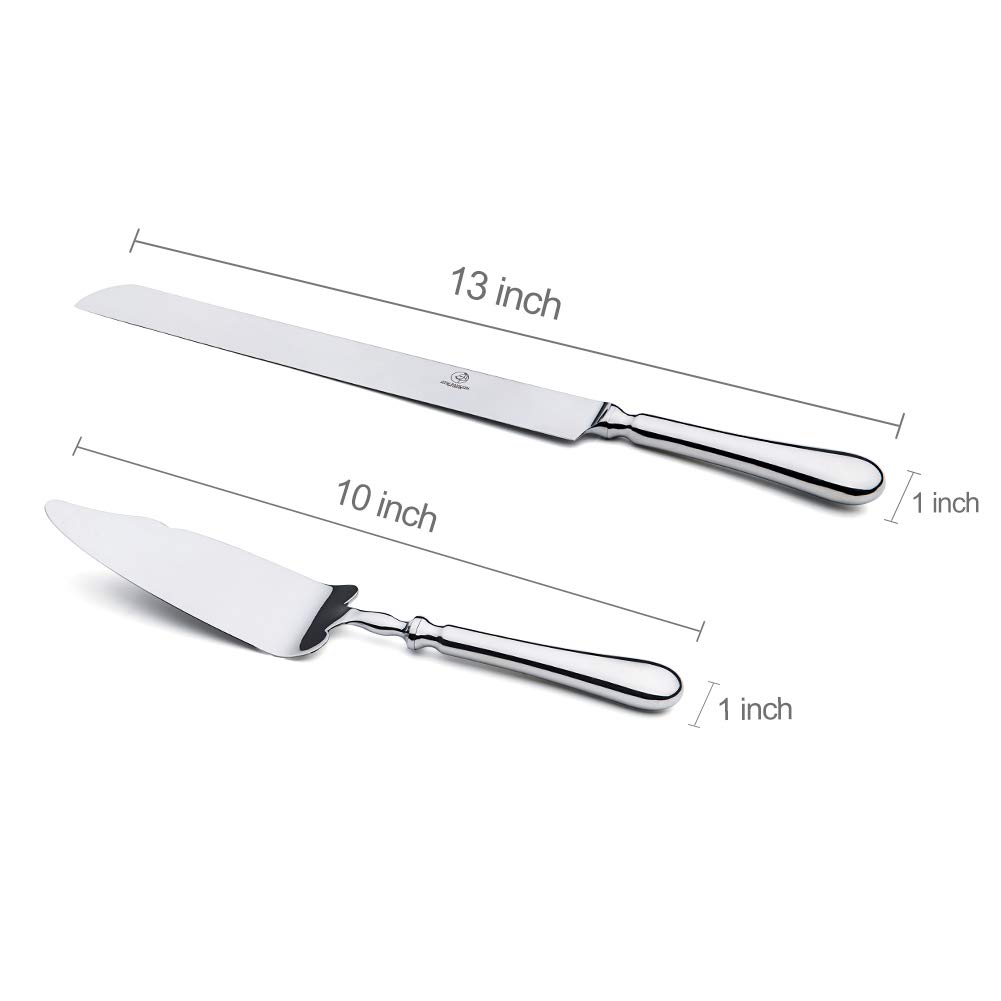 OTW PAVILION 2 Piece Wedding Cake Knife and Server Set,18/10 Stainless Steel Cake cutting Set Pie Server Cake Cutter Knife for Birthday,Anniversary,Holiday,Baby Shower,Party