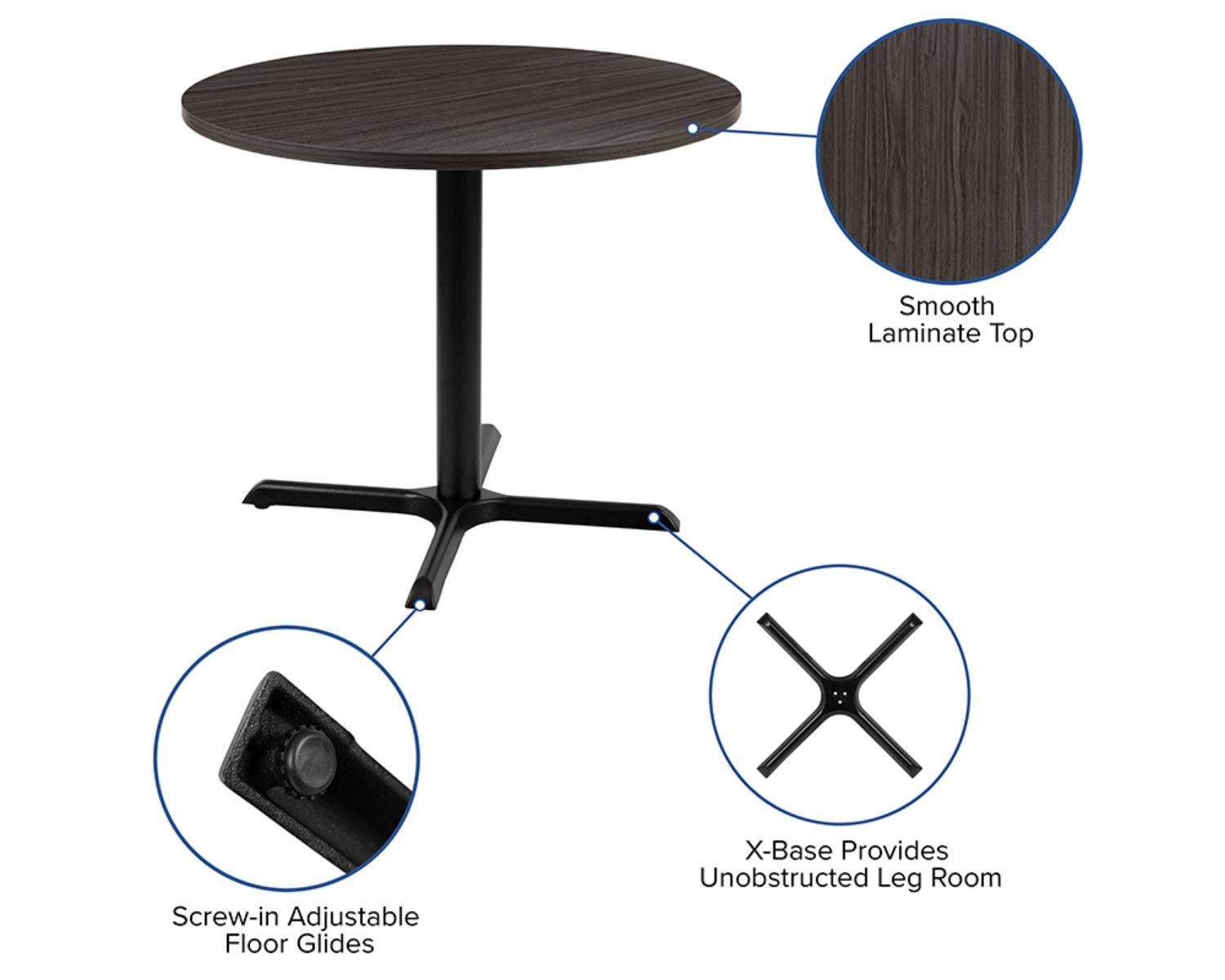 Flash Furniture Chapman 36" Round Multi-Purpose Conference Table in Rustic Gray