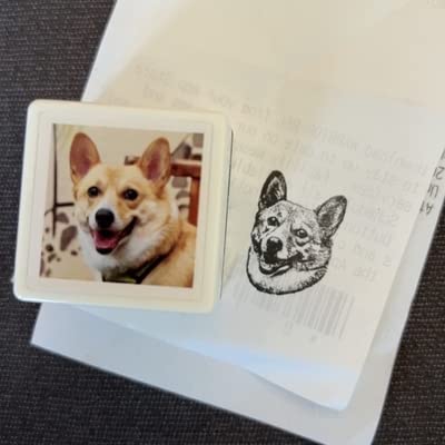 Custom Stamp, Self-Inking Stamps Personalized Pet Photo Portrait Stamps, Custom Rubber Stamps, Square Stamper, Multiple Color Options, Yellow, Red, Blue, White, (E)