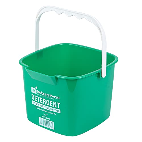 Restaurantware-RW Clean 8 Quart Cleaning Bucket, 1 Detergent Square Bucket - With Measurements, Built-In Spout And Handle, Green Plastic Utility Bucket, For Home Or Commercial Use,