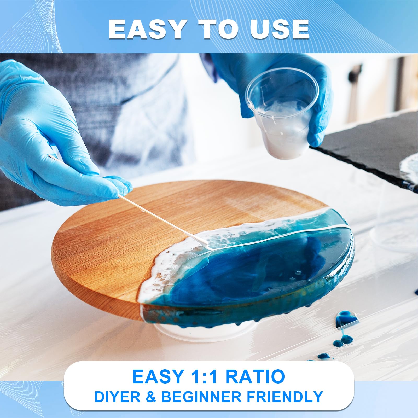 Epoxy Resin, 80OZ Crystal Clear Epoxy Resin Kit, Bubble Free & No Yellowing Casting Resin, Fast Curing Resin Kit for Art Crafts, Jewelry Making, Countertop, Table Top, Wood