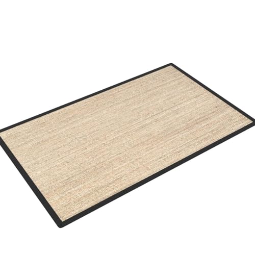nuLOOM 6x9 Elijah Seagrass Area Rug, Black, Solid Farmhouse Style, Cotton Bordered, Basketweave, Natural Fiber, For Bedroom, Dining Room, Living Room, Hallway, Office, Kitchen, Entryway