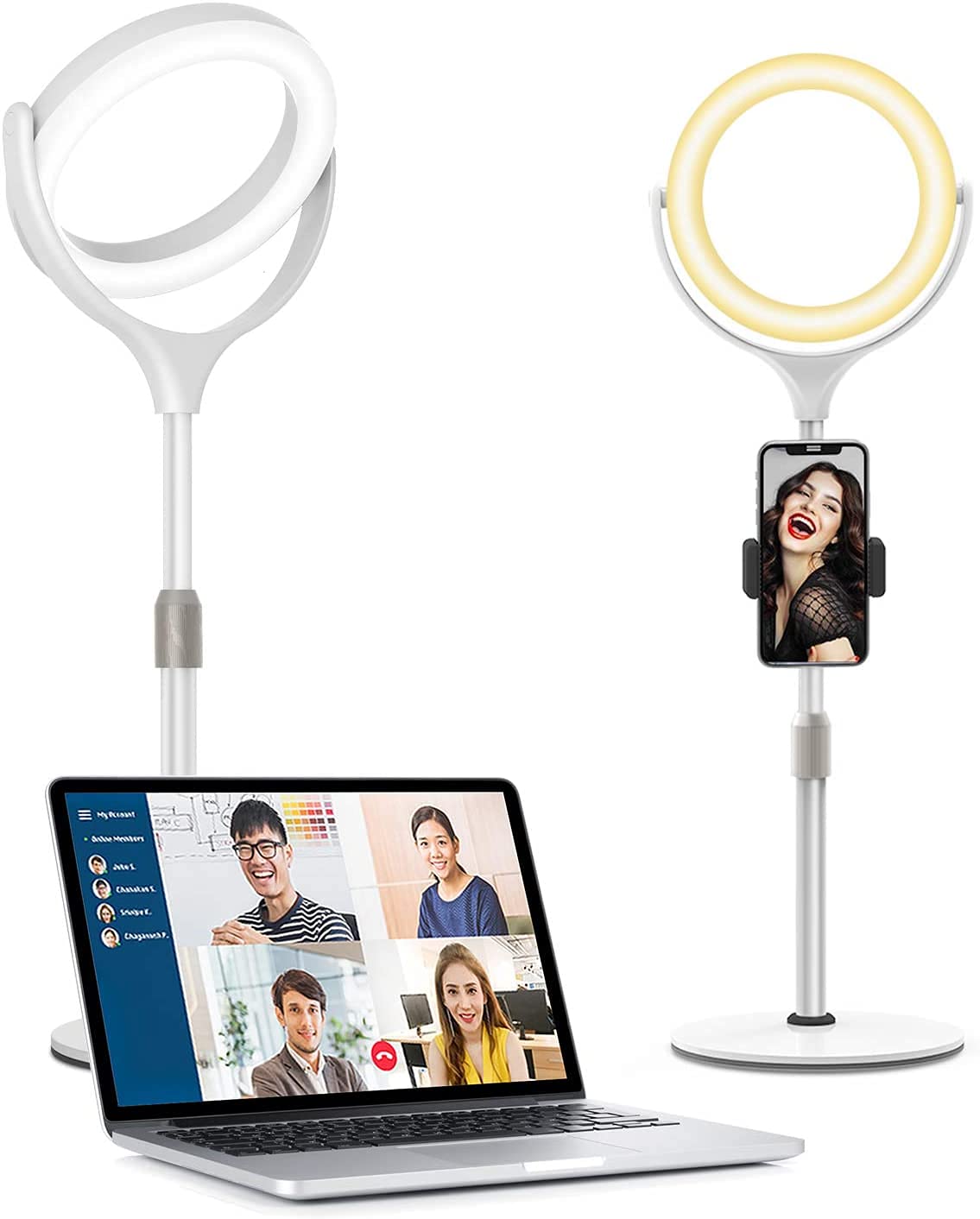 Desktop Ring Light for Zoom Meetings - 8'' Computer Ring Light with Stand and Phone Holder, Laptop Ring Light for Video Conference/Online Video Call/Make up/Video Recording/Webcam/Live Streaming