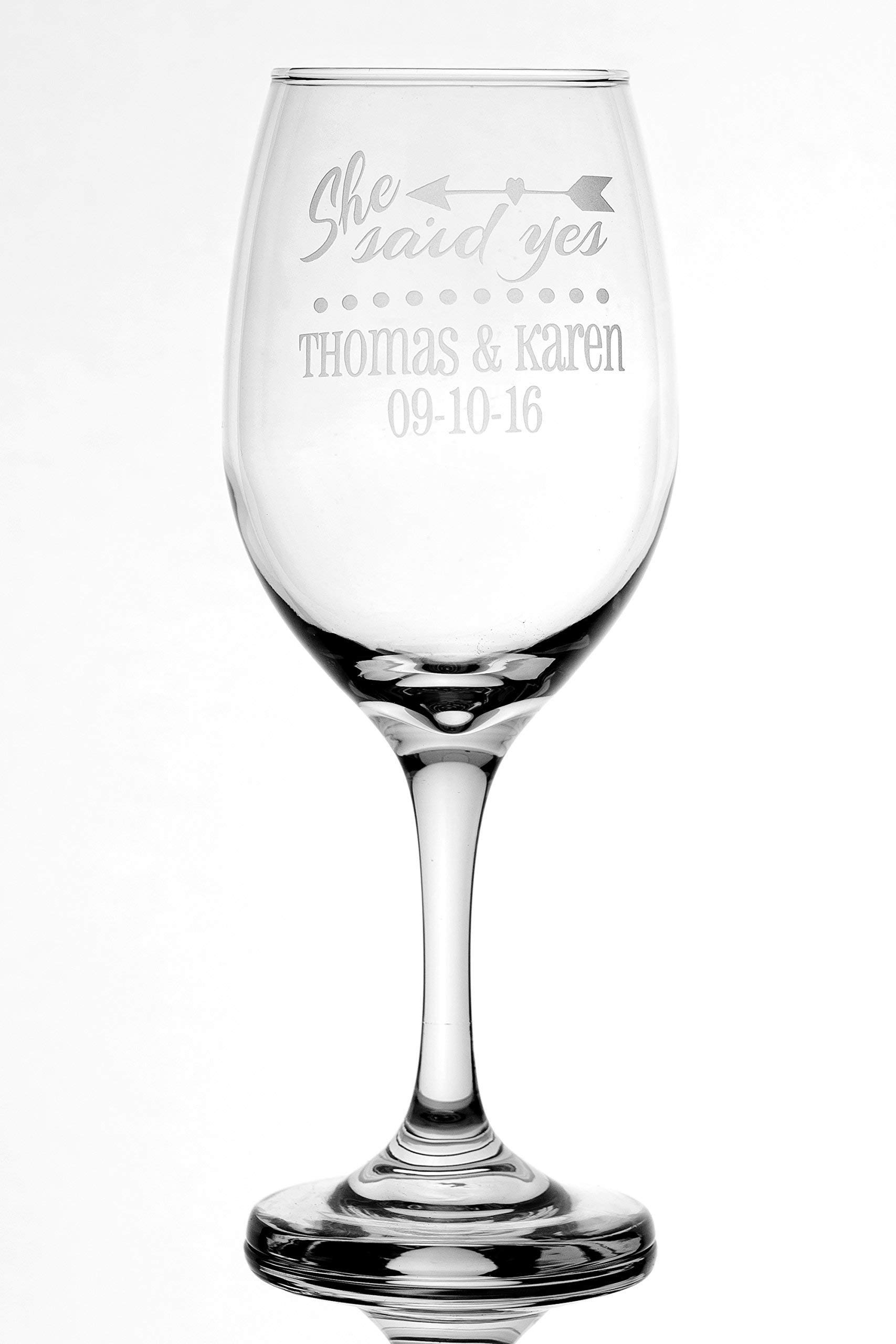 Engagement Engaged Wine Glass Gift Set - He Proposed She Said Yes