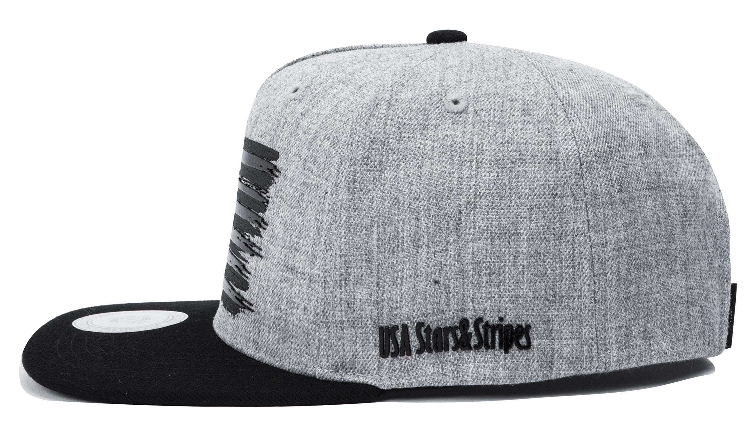 Flipper USA American Flag Flat Brim Bill Baseball Cap Classic Snapback Hat for Men Women Version.2 with 3 Sizes (Gray/Black, Large (22 3/8" ~ 23 1/8"))