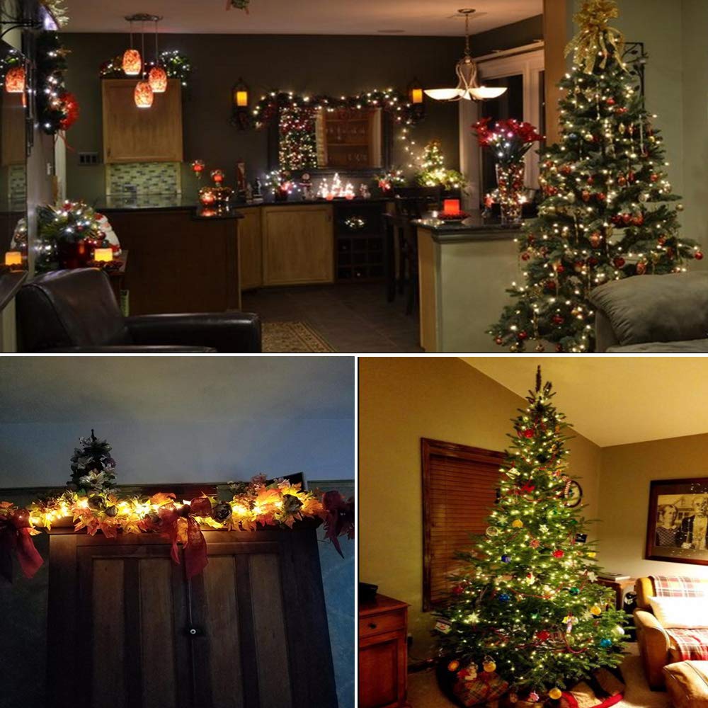 ER CHEN Battery Operated String Lights, 33ft/10m 100 LED Dimmable Fairy Lights with Remote/Timer, Waterproof Green Copper Wire Christmas Lights for Bedroom, Patio, Wedding, Party (Multicolor)