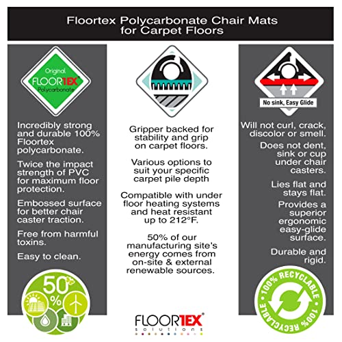 Floortex EC118927ER Cleartex Ultimat Chair Mat for High Pile Carpets, 35 x 47, Clear