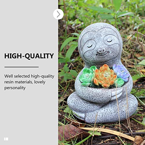Happyyami Courtyard Garden Decoration Resin Flower Plant Pot Animal Statue Bradypode Figurine Jungle Figurines for Landscape Bonsai Crafts Decorations Mini Sloth Figure