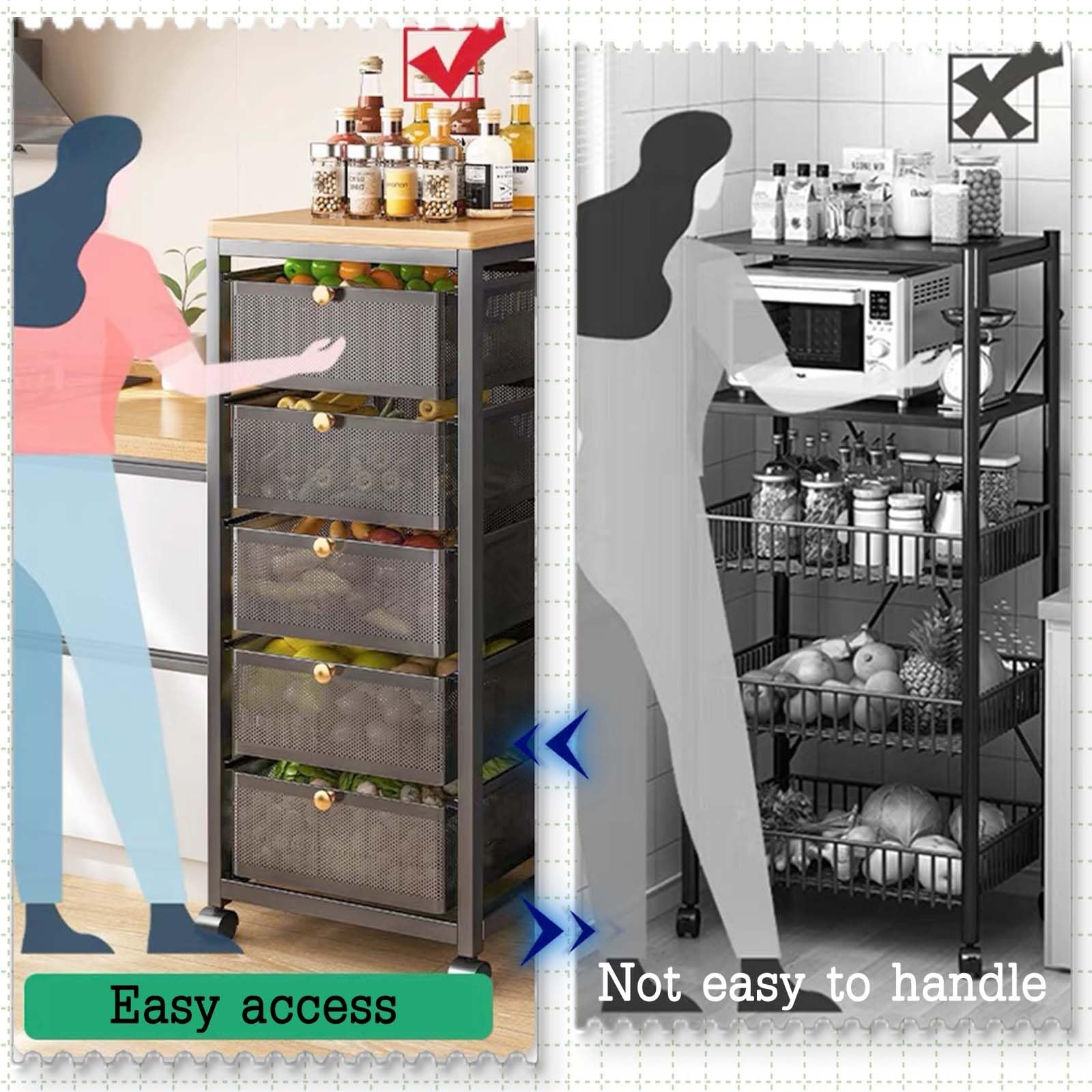 Small Sideboard,Storage Trolley , Larder Cupboard. Tall Storage Cabinet. Bar Cabinet. Cart Slide-out Slim. Rolling Utility Cart Mobile Storage Shelving Organizer, For Kitchen Bathroom Laundry Office (