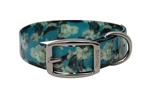 Dutch Dog Amsterdam Waterproof Dog Collar Van Gogh Almond Blossom 16-25", Blue, White
