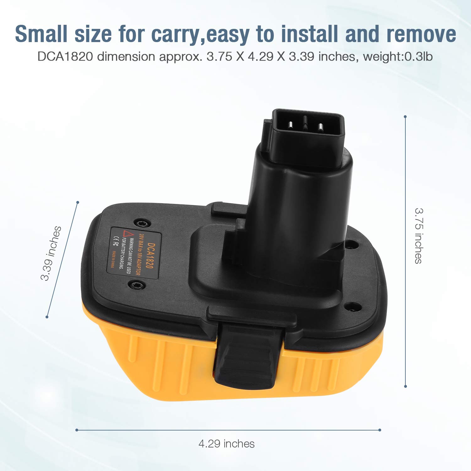 Dutyone 20V Battery Adapter DCA1820 for Dewalt 18V Tools Convert 20Volt Lithium On Battery DCB204 DCB205 for 18V NiCad and NiMh Battery Tools