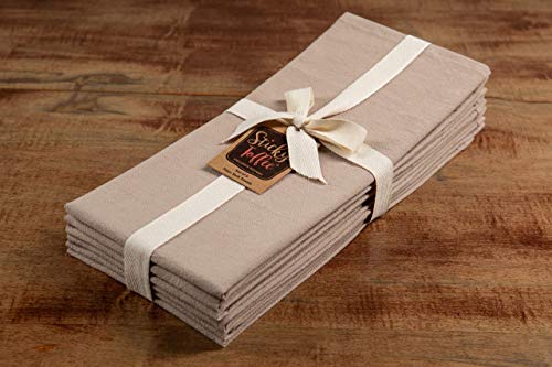 Flour Sack Kitchen Towels 100% Cotton Tan, Set of 6, Crinkle Finish Tea Towels, Low Lint and Absorbent Dish Towels for Kitchen, Oeko-Tex Cotton, 28 in x 29 in