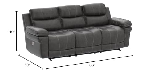 Signature Design by Ashley Erlangen Faux Leather Adjustable Power Reclining Sofa with USB Charging, Gray