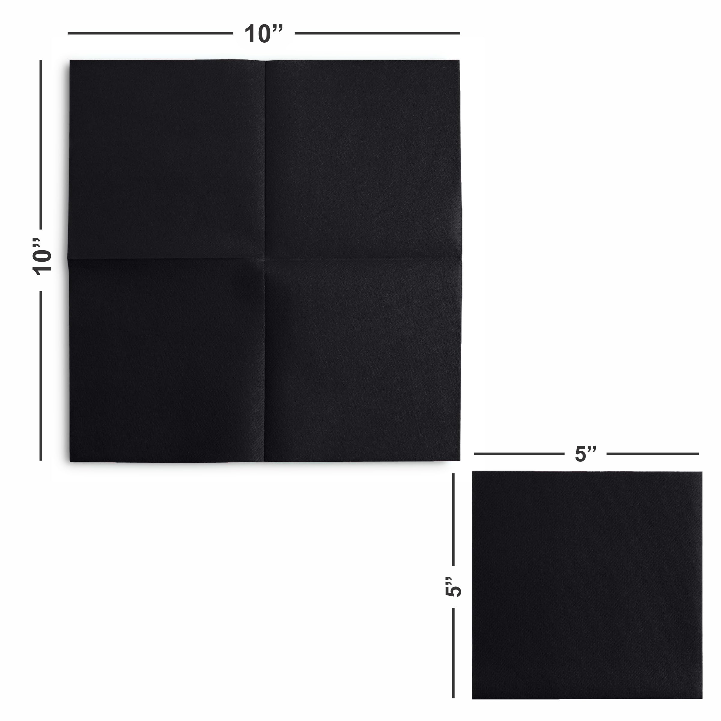 Disposable Linen-Feel Cocktail Napkins, 200-Pack 5" x 5" BLACK Paper Beverage Napkins For Bar, Restaurant And Café, Dessert Napkins For Party, Wedding Or Event
