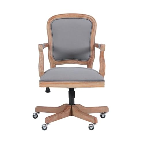 Riverbay Furniture 19" - 23" Seat Height Transitional Wood & Fabric Office Chair with Brushed Silver Casters, Gas Lift, Adjustable Height, Some Assembly Required, in Light Gray Finish