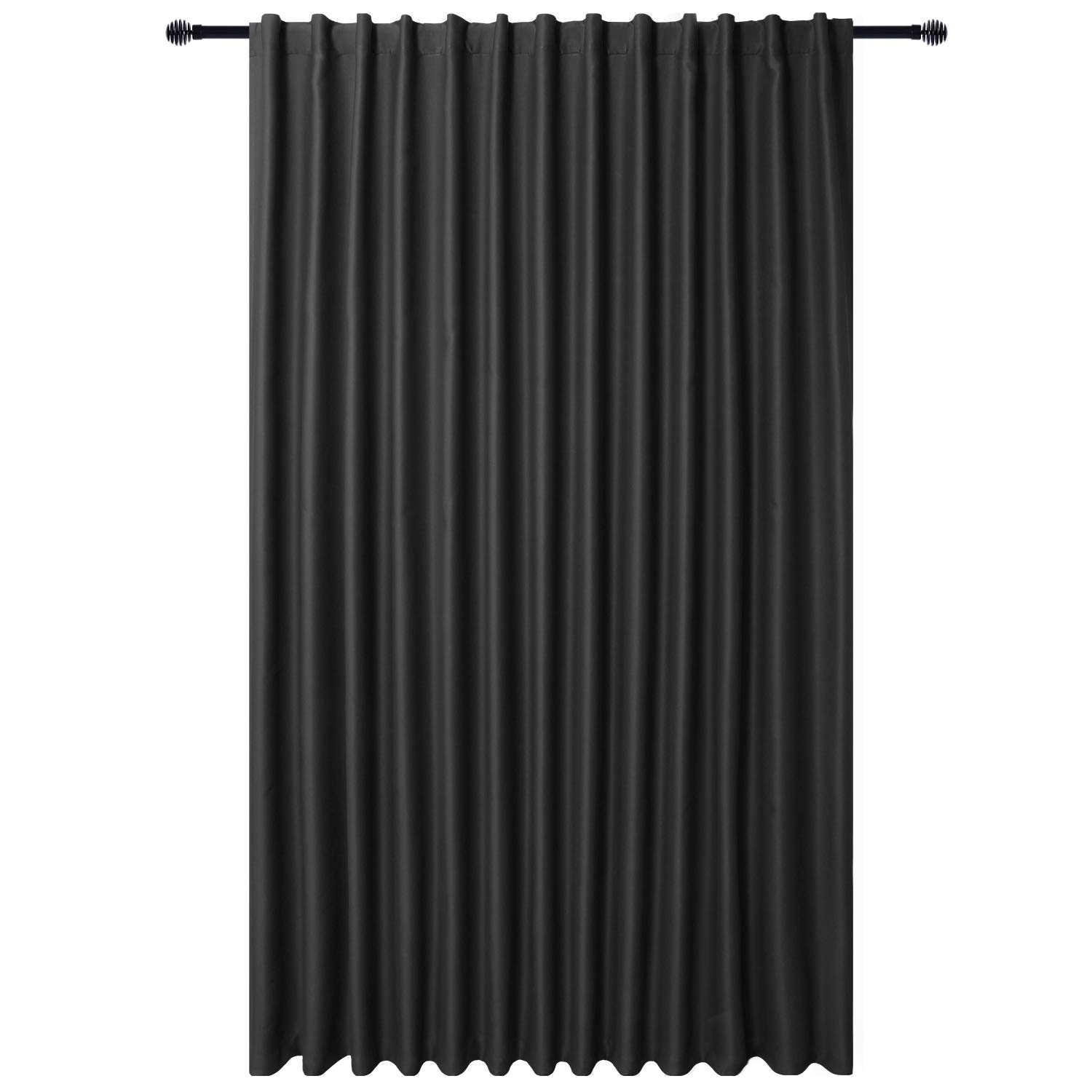 DWCN Patio Sliding Door Curtains - Extra Wide Curtains for Glass Door, Privacy Room Divider Blackout Thermal Curtain Panel with Back Tab & Rod Pocket for Bedroom Partition, 100 x 84 Inches, Black