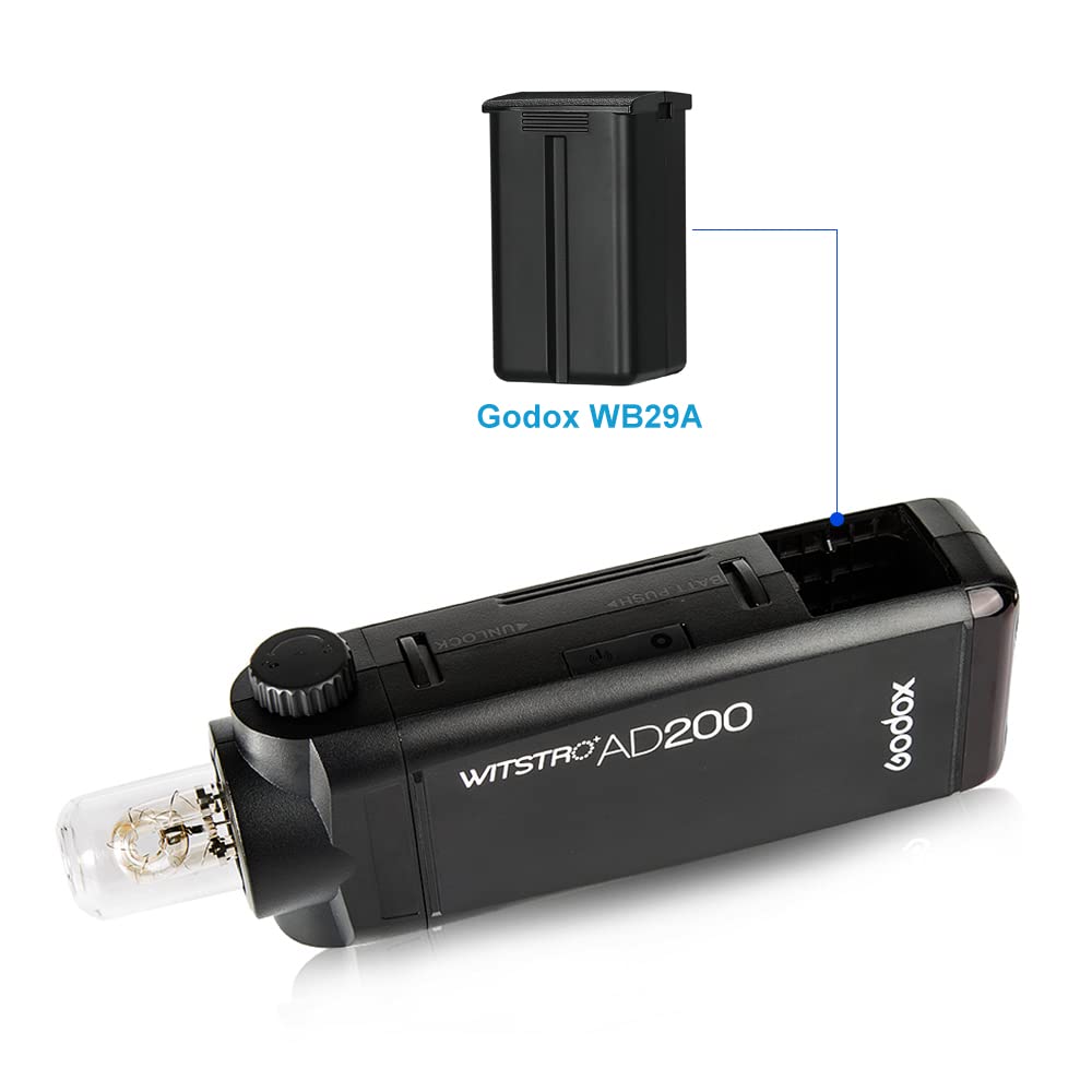 GODOX WB29A WB29B Lithium Battery Replacement for AD200 Pro AD200 AD300 Pro Strobe Flash, 14.4V 3000mAh Li-ion Battery Pack, No Need to Worry Energy Supply