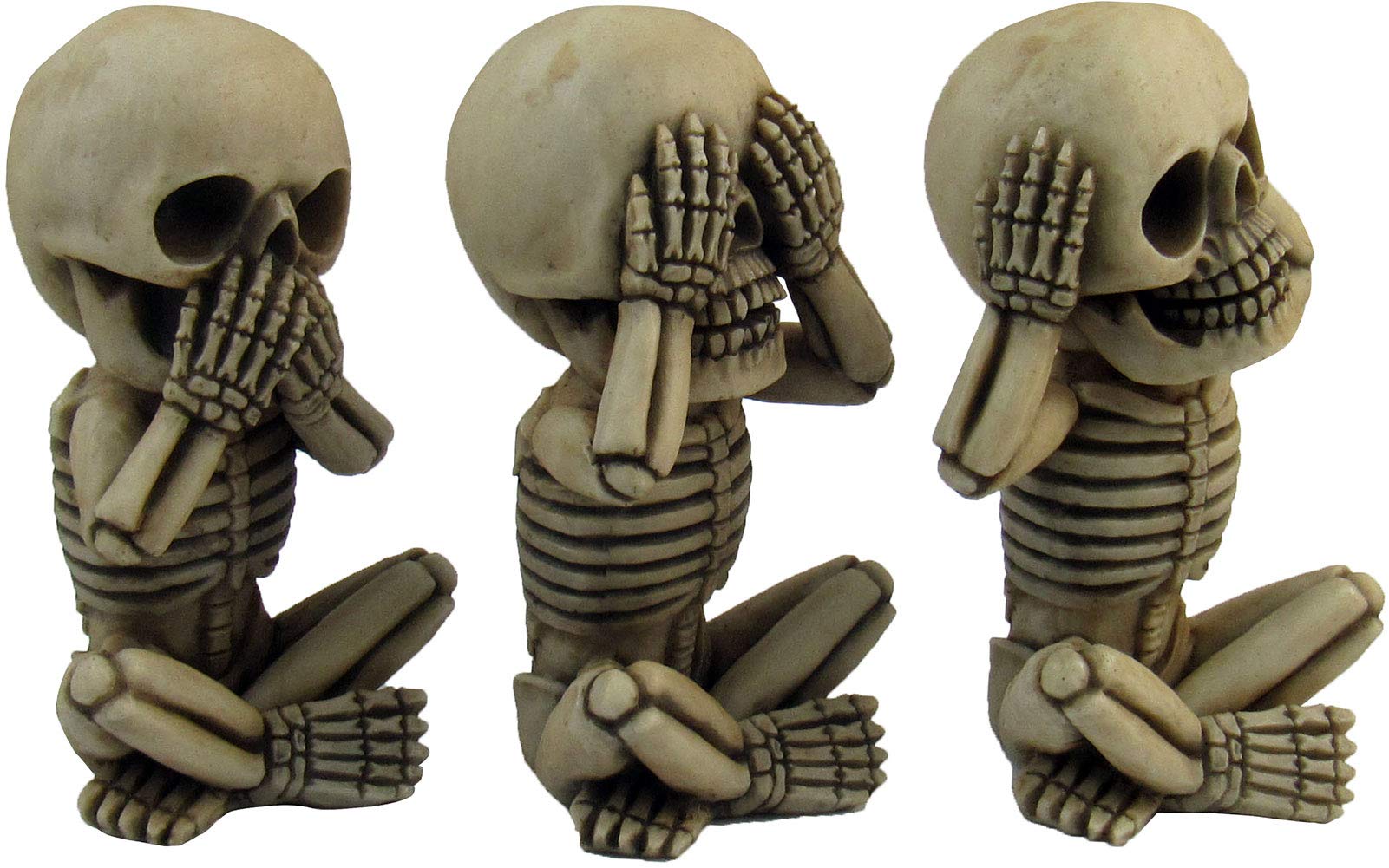 DWK Morbid Morals See Hear Speak No Evil Mini Skeleton Figurines | Macabre for Halloween Gothic Home Decor | Office Desk Decorations | Halloween Decorations - 4" (Set of 3)