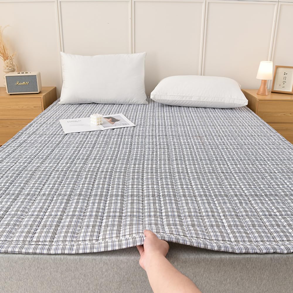 Mattress Pad Twin,Breathable,Non-Slip Mattress Protector with Elastic Straps,Quilted Mattress Topper Cover for Adults and Kids,Raw Cotton,Washable